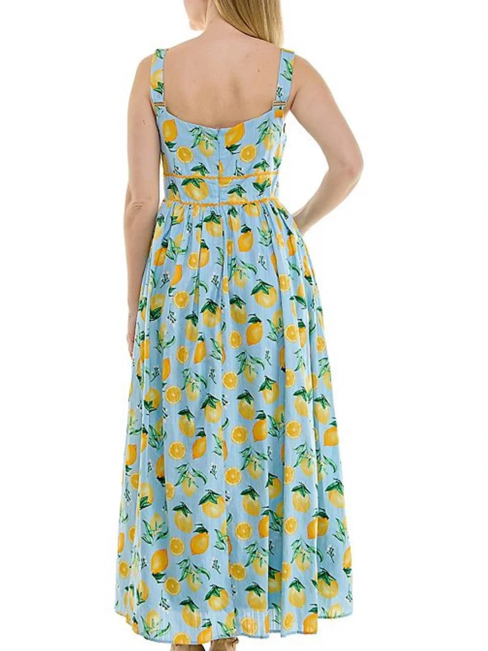 Maison Tara | Dresses | Maison Tara Light Blue Lemonprint Maxi Dress ...